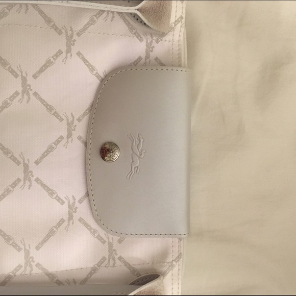 Longchamp | Bags | Longchamp Limited Edition White And Silver Tote ...