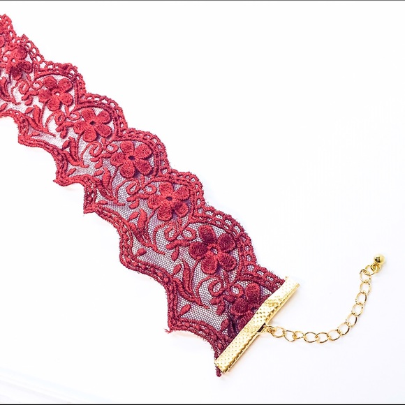 GLLAAM | Jewelry | Adorable Choker Royal Red Lace | Poshmark