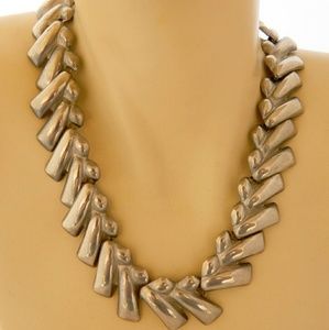 Jewelry | Geometric Metal Statement Necklace Silver Tone | Poshmark