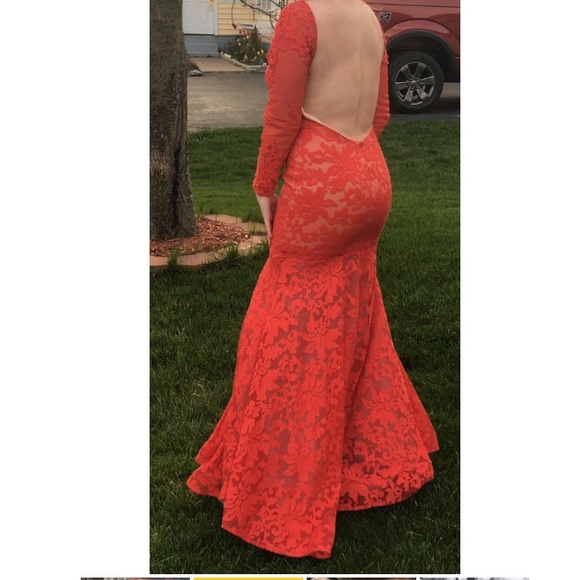 PromGirl | Dresses | Red Lace Open Back Promformal Dress | Poshmark