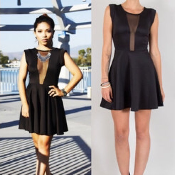 Dresses | Short Black Low Cut Shear Dress | Poshmark