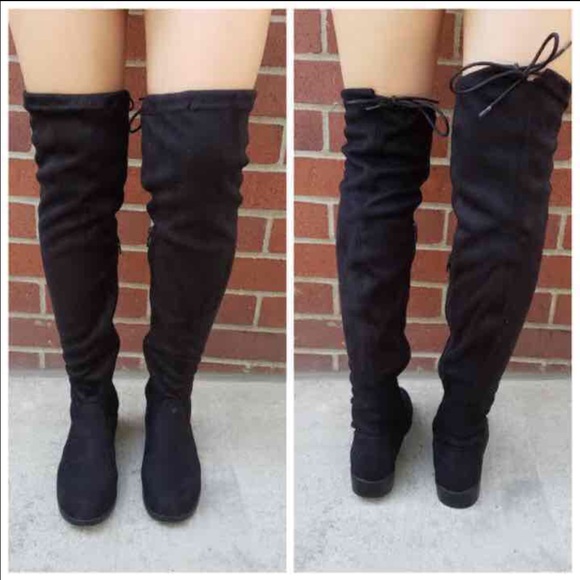 Shoes | Blk Otk Flat Suede Drawstring Boots | Poshmark