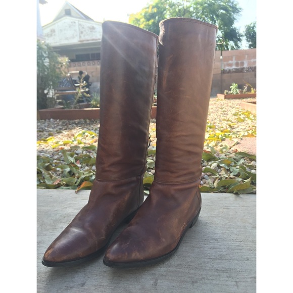 Vintage | Shoes | Vintage Leather Lace Up Pointed Boots | Poshmark