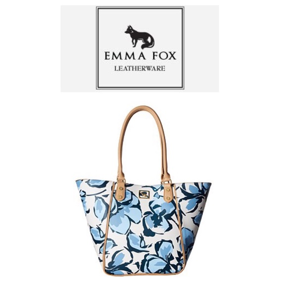 Emma Fox | Bags | Emma Fox Magnolia Northsouth Tote Blue Floral | Poshmark