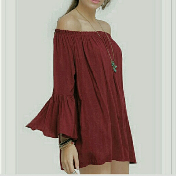 Tops | Burgundy Offtheshoulder Blouse | Poshmark