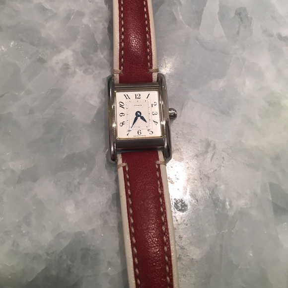 Coach | Accessories | Coach Watch Red And White Leather Strap | Poshmark