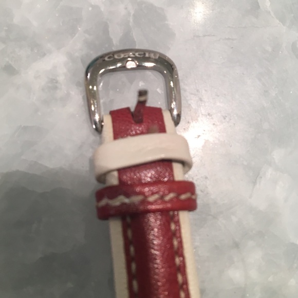 Coach | Accessories | Coach Watch Red And White Leather Strap | Poshmark
