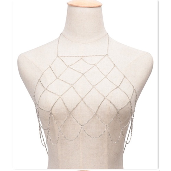 Jewelry | Silver Chain Harness Bra | Poshmark