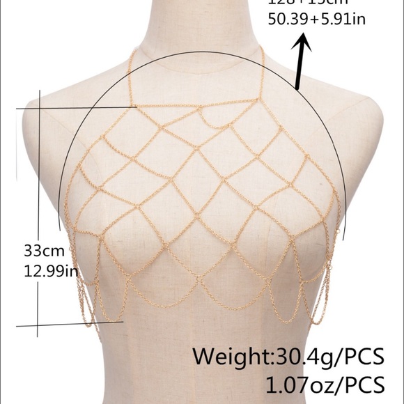 Jewelry | Silver Chain Harness Bra | Poshmark