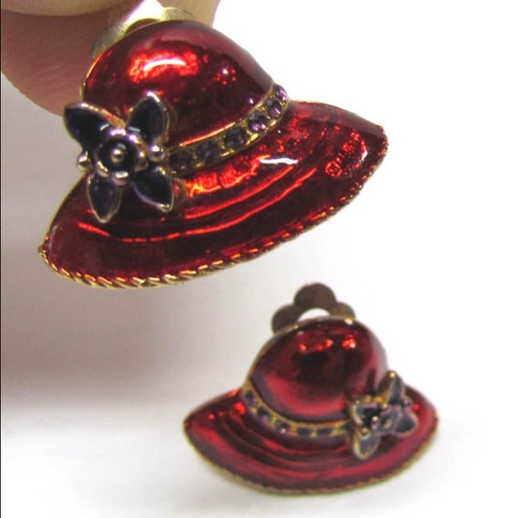 Jewelry | Red Hat Society Clip On Earrings | Poshmark
