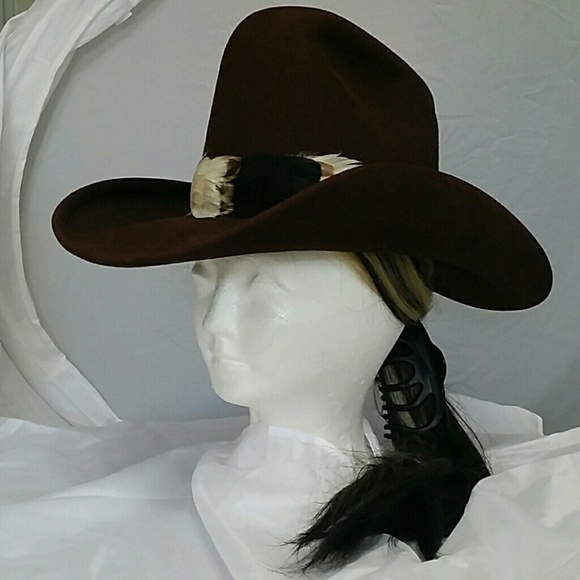 Apache Cowboy Hat W/Feather Hat Band - Gem