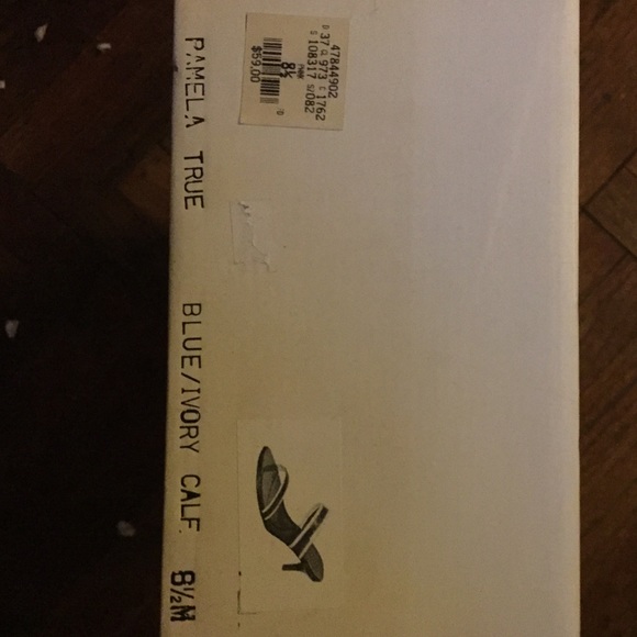 LOFT | Shoes | Loft Blue And Cream Leather Strap Sandal With Heel ...