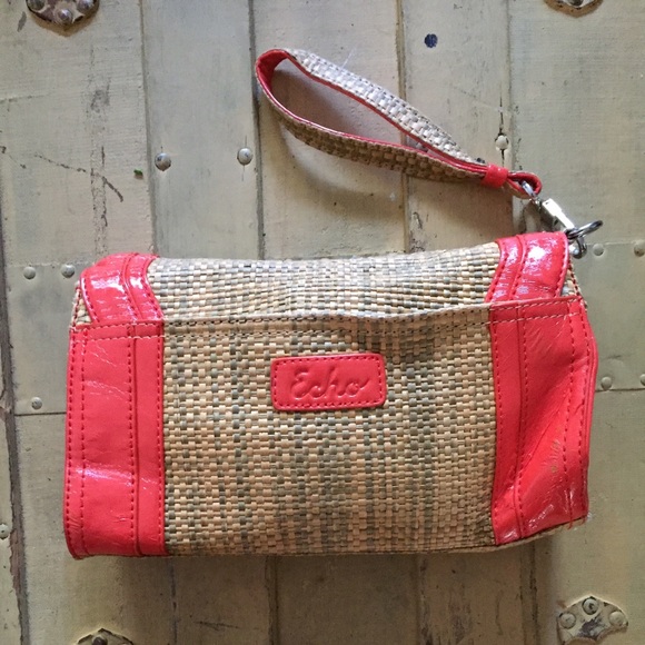 Echo | Bags | Nordstrom Echo Brand Boho Bright Red Woven Straw Wrist ...