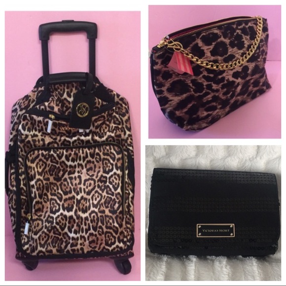 Victoria's Secret Bags | Hpvictorias Secret Leopard Luggage 3pc Set ...