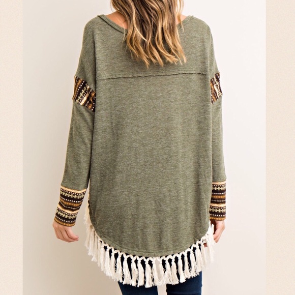 Pink Peplum Boutique | Tops | Oversize Olive Top W Contrast Print ...