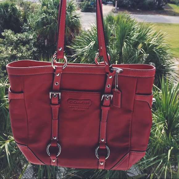 Coach | Bags | Red Leather Coach Tote Purse | Poshmark