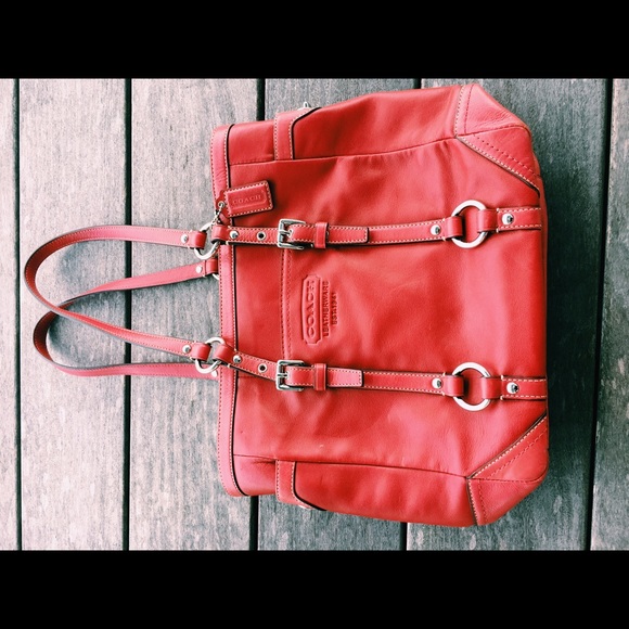 Coach | Bags | Red Leather Coach Tote Purse | Poshmark