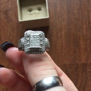 Jewelry | Jtv Sterling Silver Ring With Blue Diamonds | Poshmark