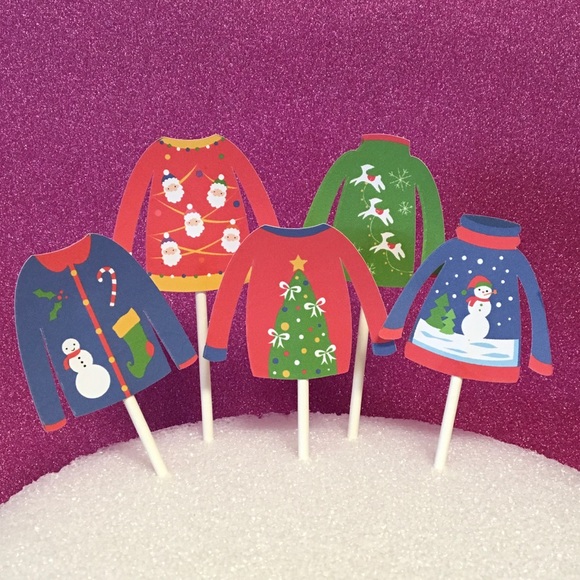 golden dreams | Party Supplies | Ugly Sweater Cupcake Toppers | Poshmark