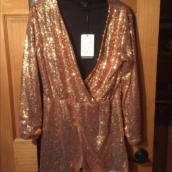 Pants & Jumpsuits | Gorgeous Gold Romper Bnwt | Poshmark