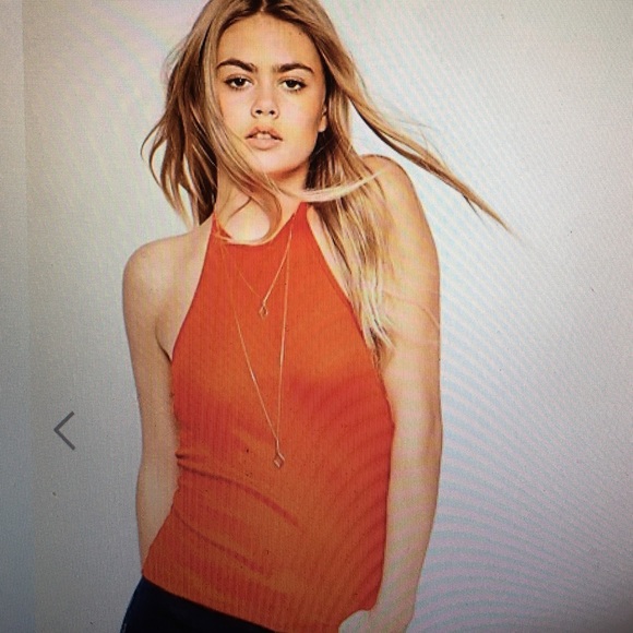 ASOS | Tops | Nwt Asos The Halter Neck Red Ribbed Top | Poshmark