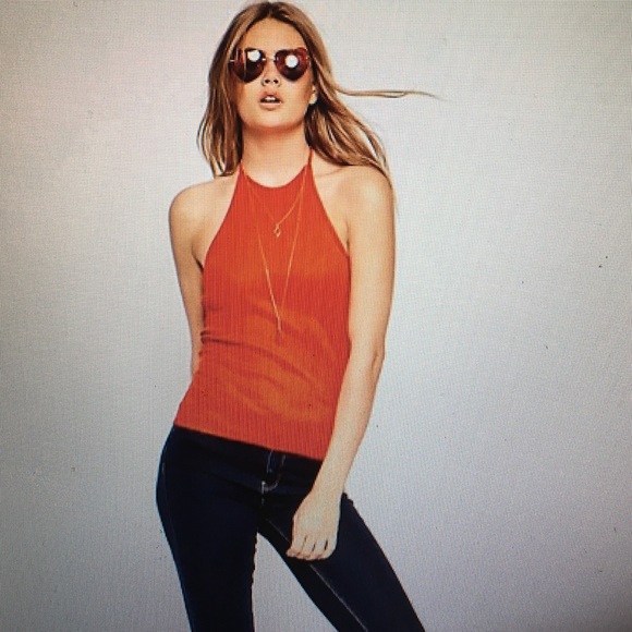ASOS | Tops | Nwt Asos The Halter Neck Red Ribbed Top | Poshmark