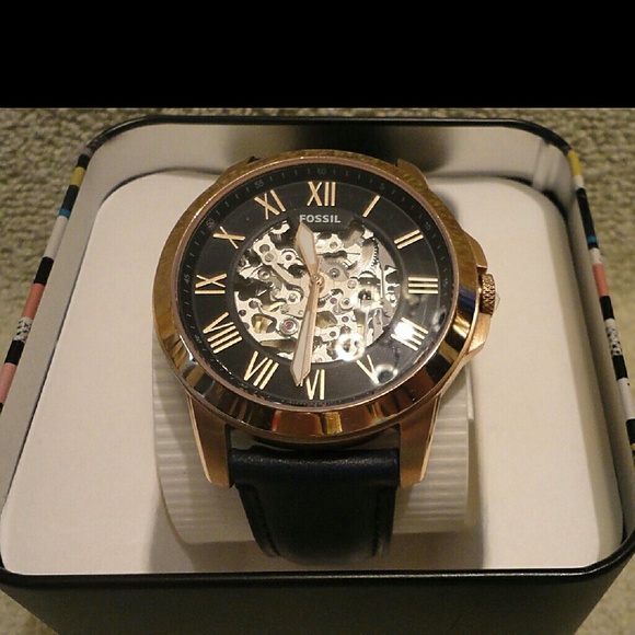 Fossil | Accessories | Nwt Fossil Automatic Rose Blue Skeleton Watch ...