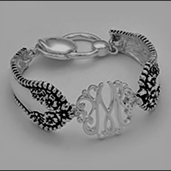 ZokyDoky | Jewelry | Antiqued Silver Filigree Monogram Braceletsnwt ...