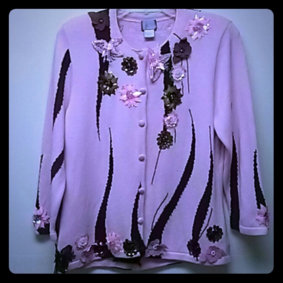 berek | Sweaters | Exquisite Timelesspc Pink Button Down Sweater Wbeads ...