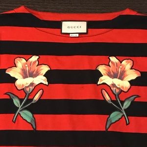 Gucci | Shirts | Gucci Strip Long Sleeve Shirt Red Black | Poshmark