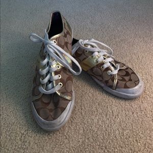 Coach | Shoes | Coach Gold Metallic Tennis Shoes | Poshmark