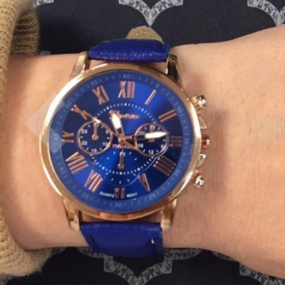 Jewelry | Geneva Blue And Gold Watch | Poshmark