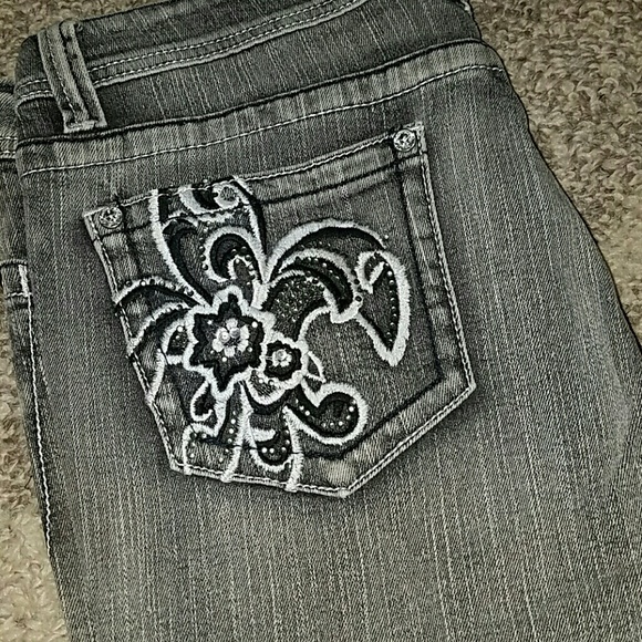Red Rivet | Jeans | Flor De Lis Sequin Bedazzled Grey Wash Skinny Jean ...