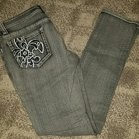 Red Rivet | Jeans | Flor De Lis Sequin Bedazzled Grey Wash Skinny Jean ...