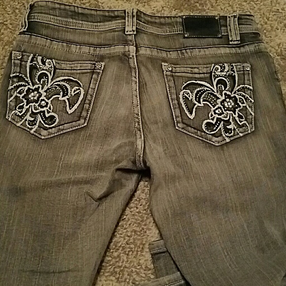 Red Rivet | Jeans | Flor De Lis Sequin Bedazzled Grey Wash Skinny Jean ...