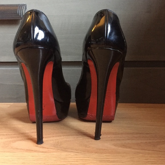 Christian Louboutin | Shoes | Christian Louboutin Lady Peep Patent Pump Black | Poshmark