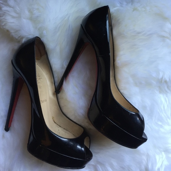 Christian Louboutin | Shoes | Christian Louboutin Lady Peep Patent Pump Black | Poshmark