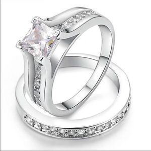Jewelry | Princess Cut White Gold Wedding Ring Set | Poshmark