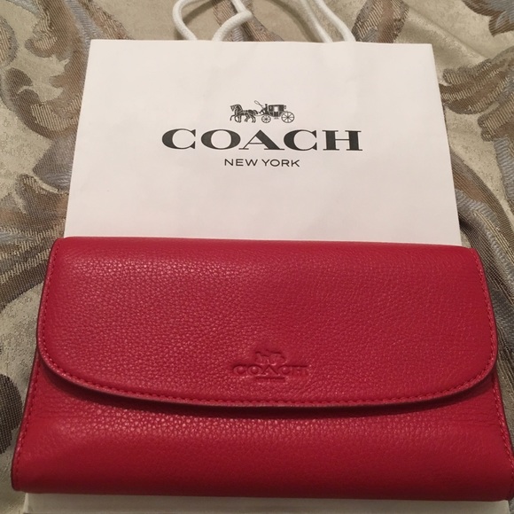 Coach | Bags | Authentic Red Pebbled Leather Coach Wallet | Poshmark