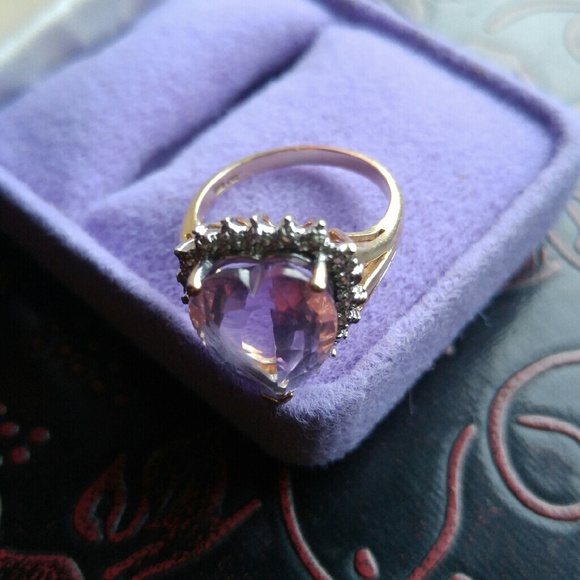 unknown | Jewelry | 415 C Purple Heart Stone Diamond 1k Gold Ring ...