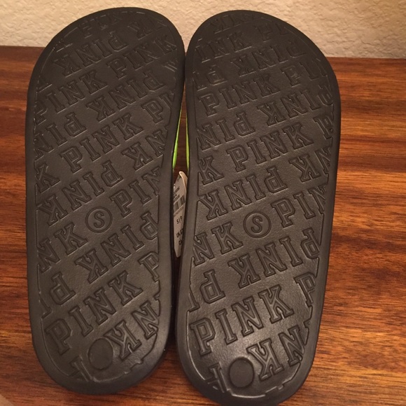 PINK Victoria's Secret | Shoes | Vs Pink Neon Green Slides | Poshmark