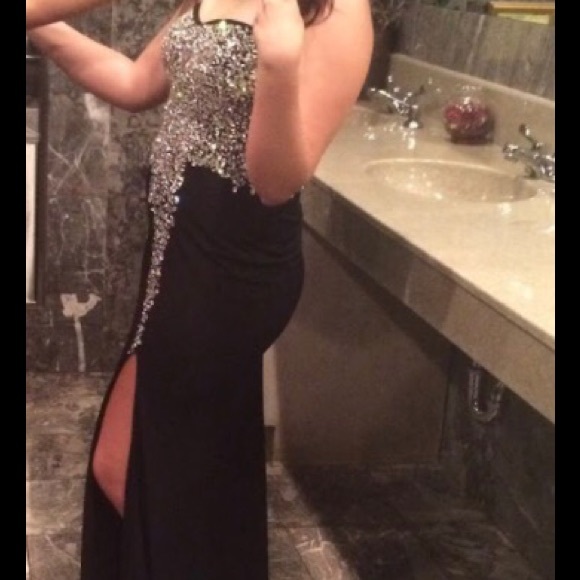 Ruby Rox | Dresses | Black Strapless Prom Dress With Leg Slit | Poshmark