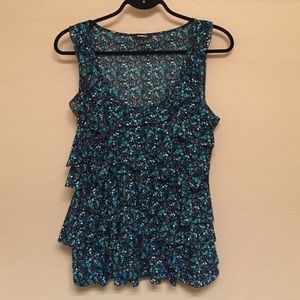Express | Tops | Floral Ruffle Front Express Sleeveless Top | Poshmark
