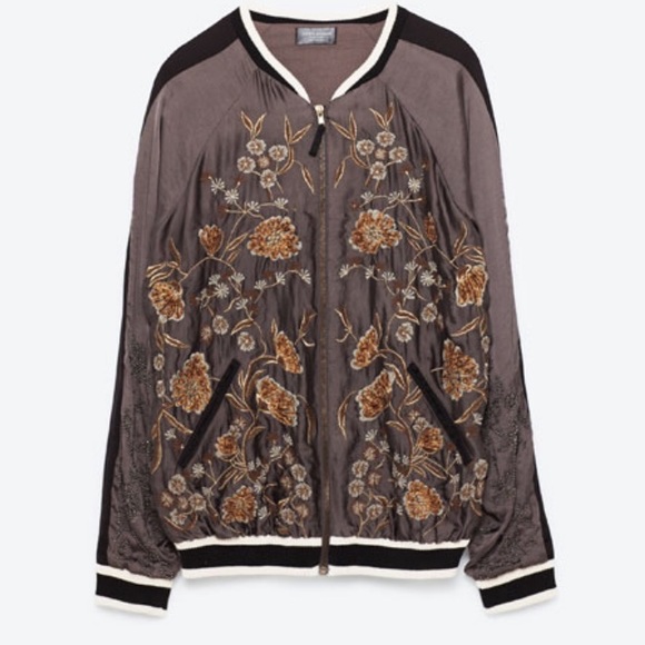 Zara | Jackets & Coats | Zara Embroidered Bomber Jacket | Poshmark