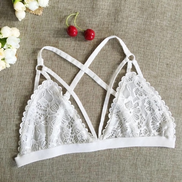 Intimates And Sleepwear White Strappy Lace Bralette Poshmark