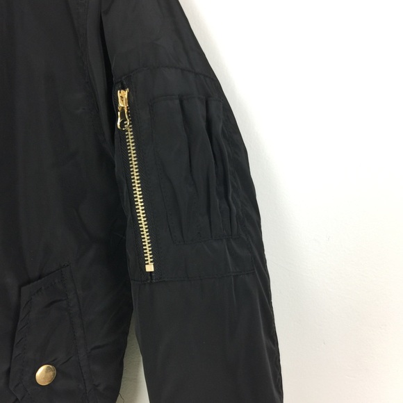 Jackets & Coats | Little Girls Black Bomber Jacket With Gold Zippers ...