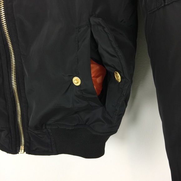 Jackets & Coats | Little Girls Black Bomber Jacket With Gold Zippers ...