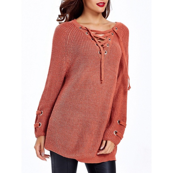 Sweaters | Lace Up Criss Cross Long Sweater | Poshmark