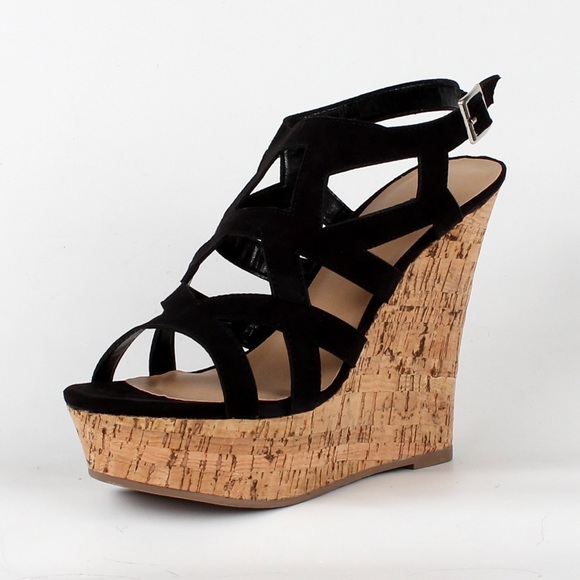 Shoes | Suede Platform Wedge Lindy11 Black | Poshmark