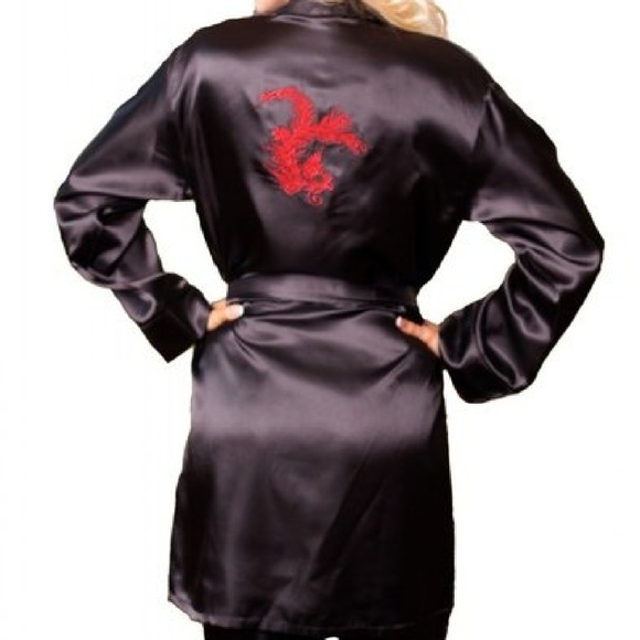 Lovely Day | Intimates & Sleepwear | Ladies Black Satin Robe With Pants ...